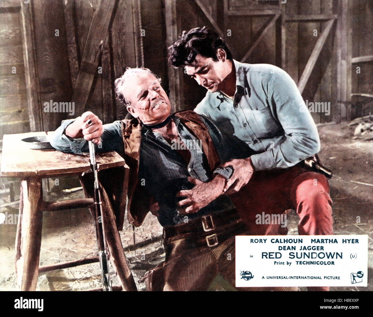 RED SUNDOWN, from left: James Millican, Rory Calhoun, 1956 Stock Photo ...