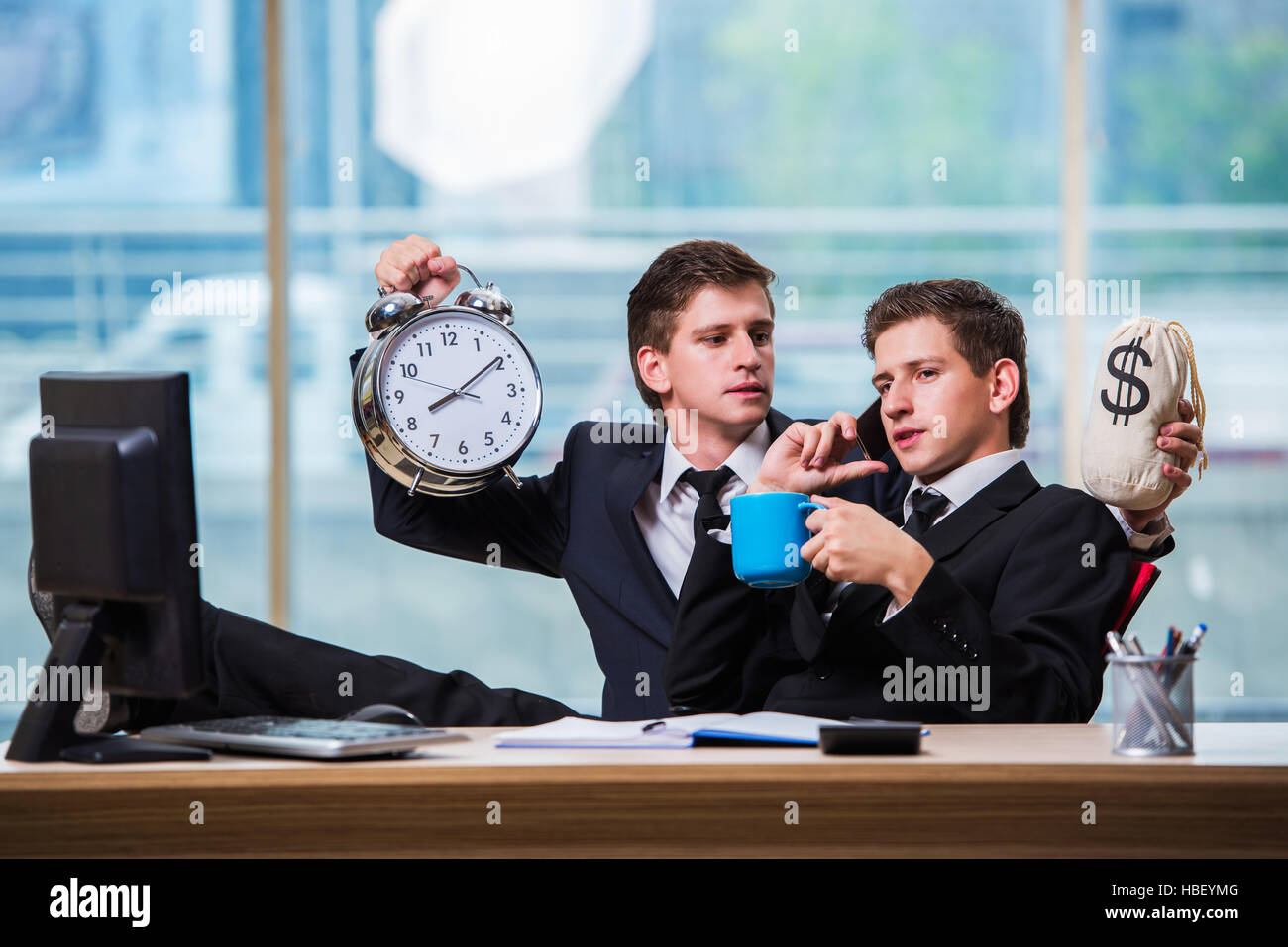 Time is money concept with two businessman Stock Photo - Alamy