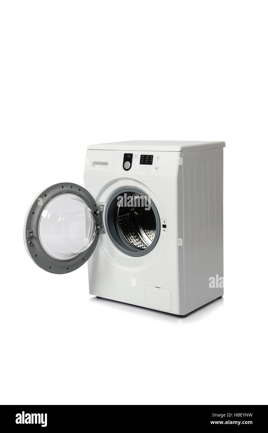 Washing machine isolated on white background Stock Photo - Alamy
