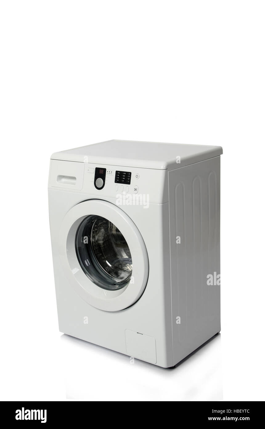 Washing machine isolated on white background Stock Photo - Alamy