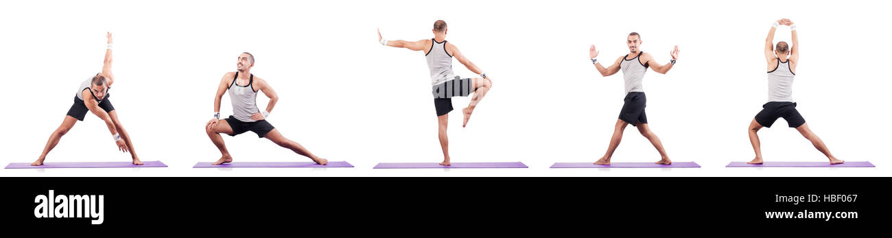 Man doing exercises on white Stock Photo - Alamy
