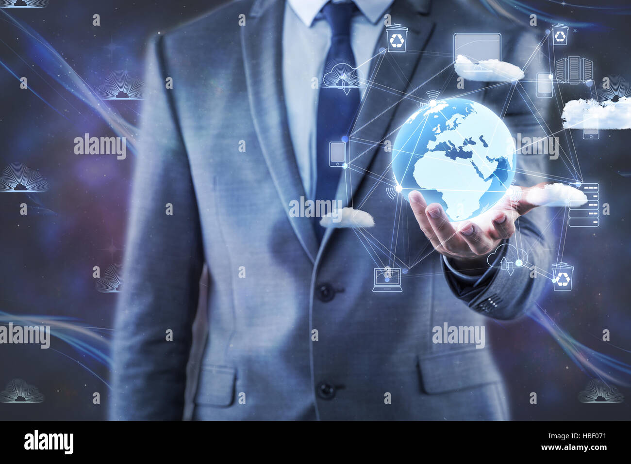 Businessman holding earth in global concept Stock Photo - Alamy