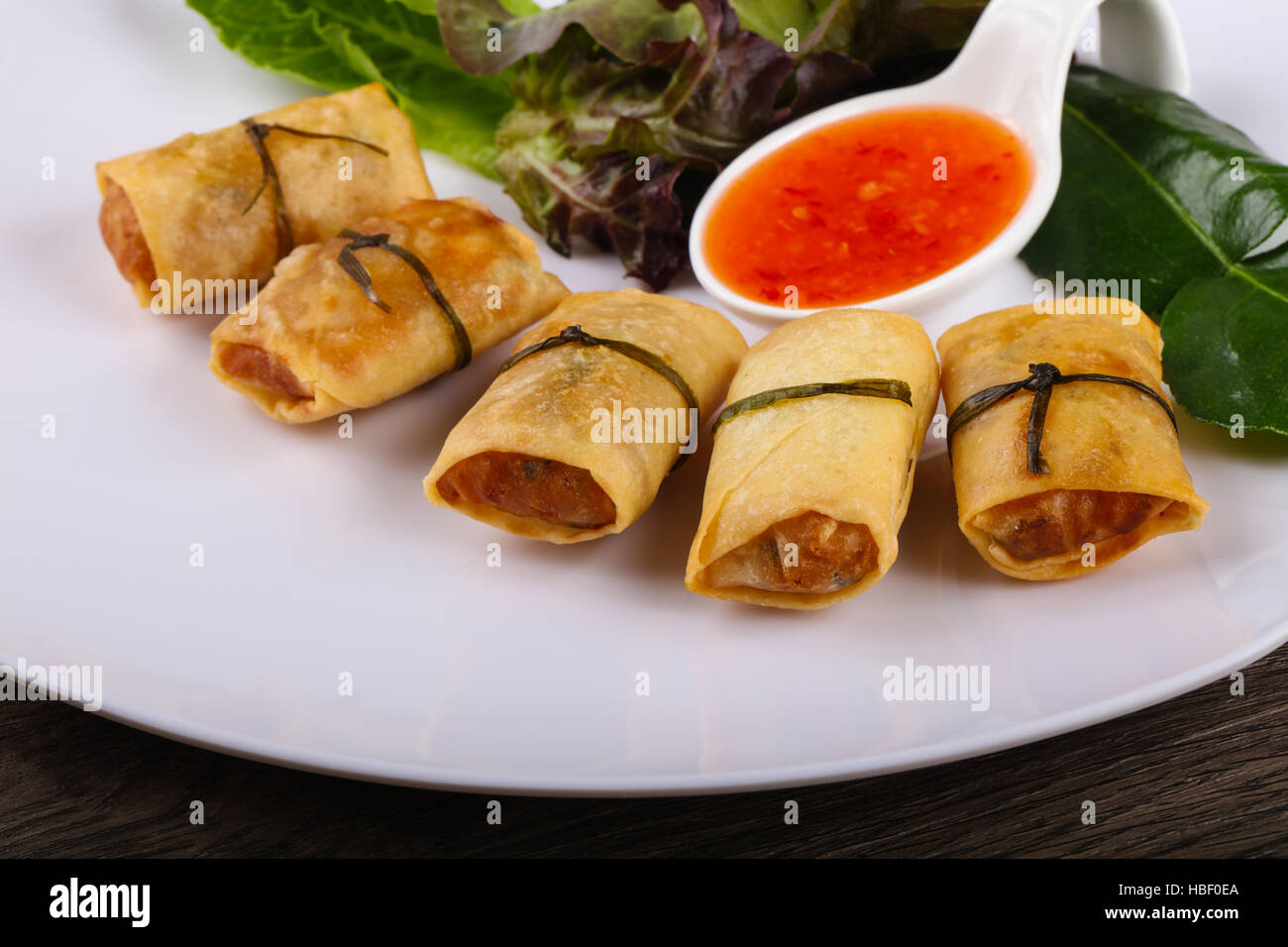 Traditional Asian spring roll with shrimps and vegetables Stock Photo ...