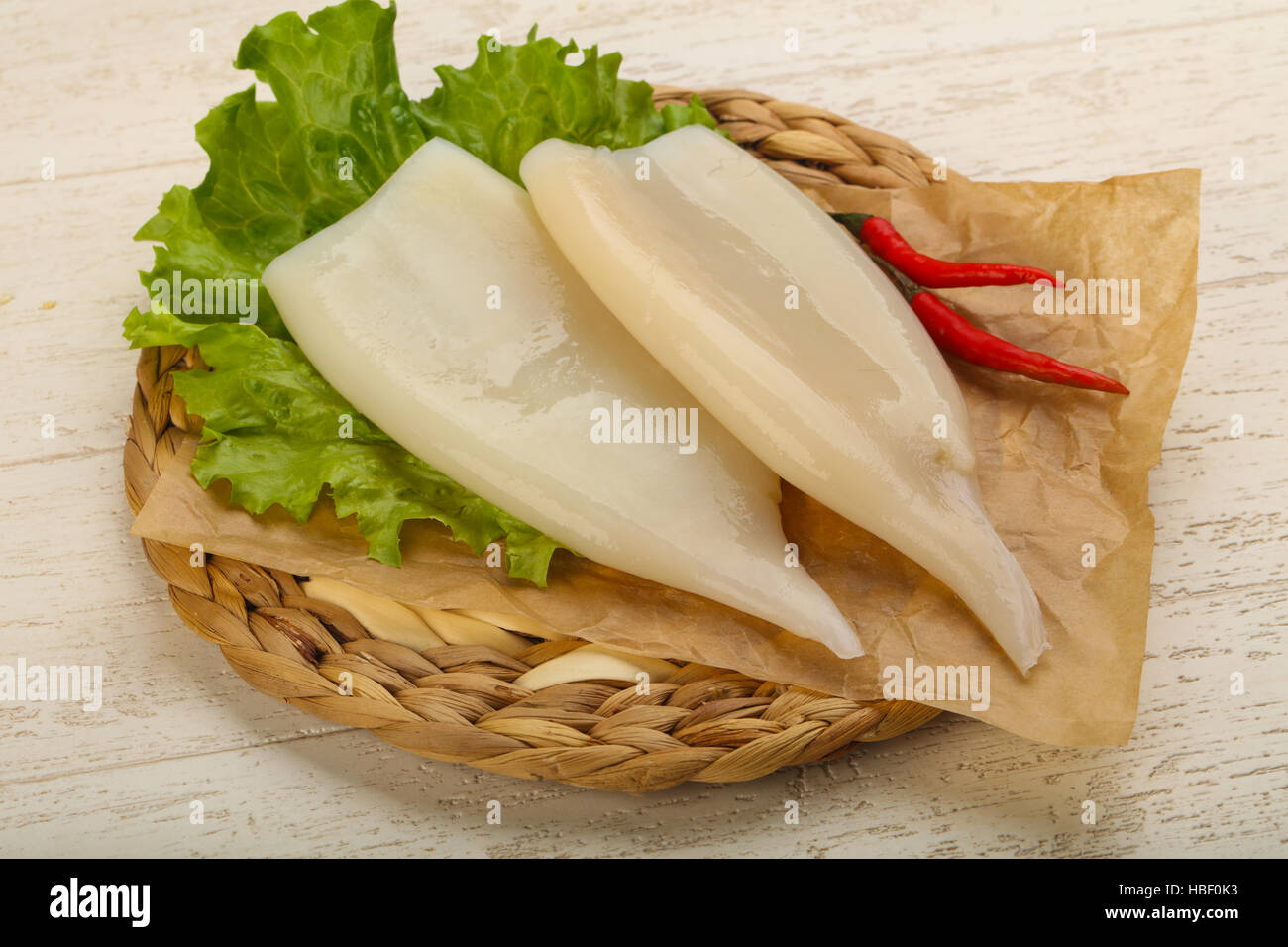 Raw squid fillet ready for cooking Stock Photo - Alamy