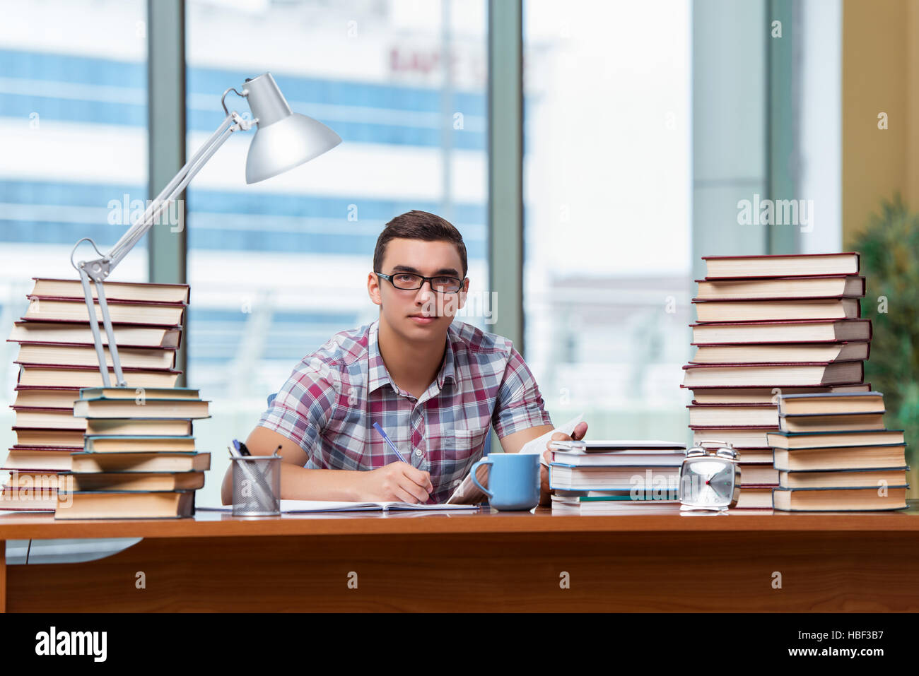 Young student preparing for college exams Stock Photo - Alamy