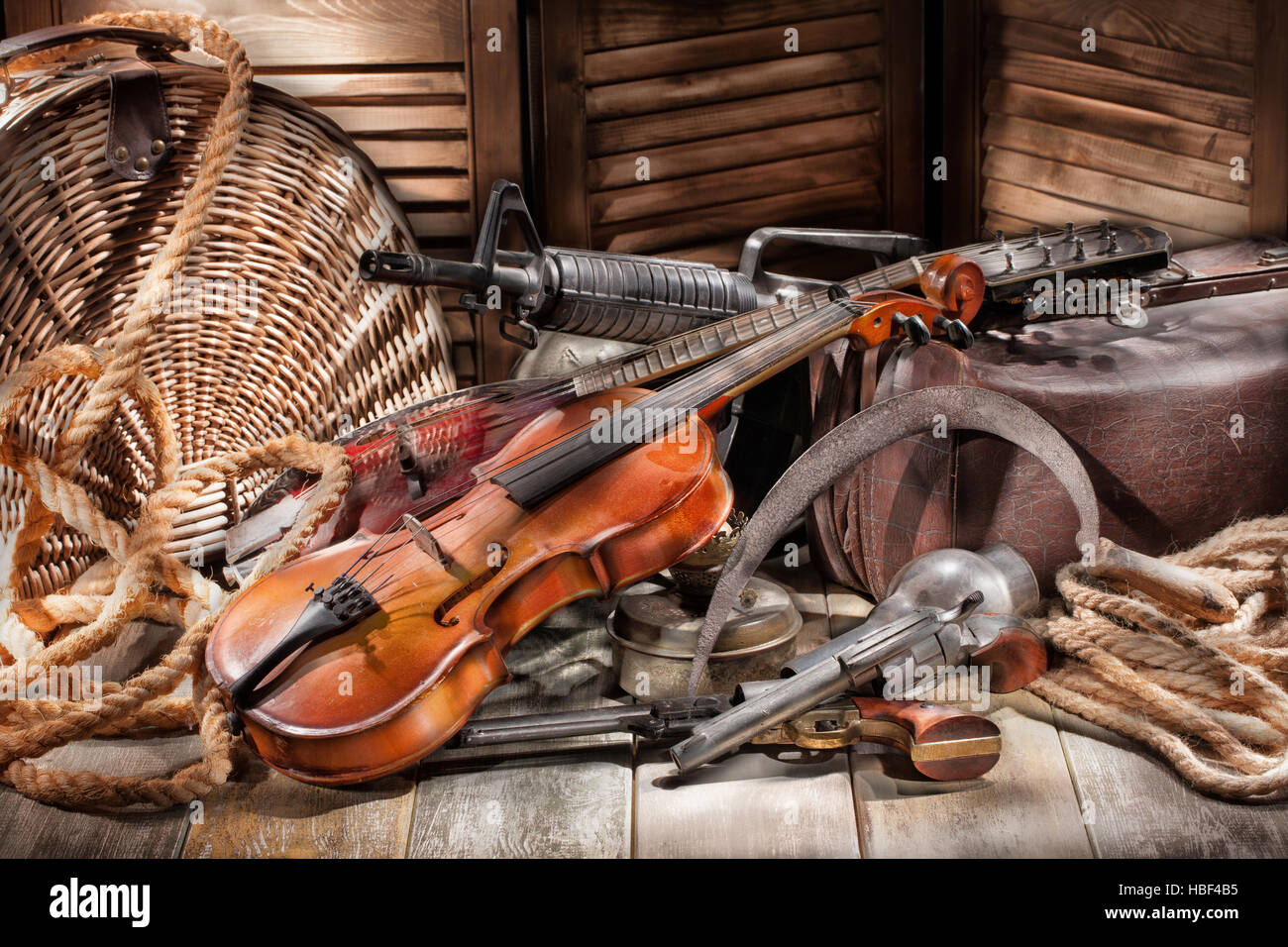 Machine Gun And Violin Stock Photo - Alamy