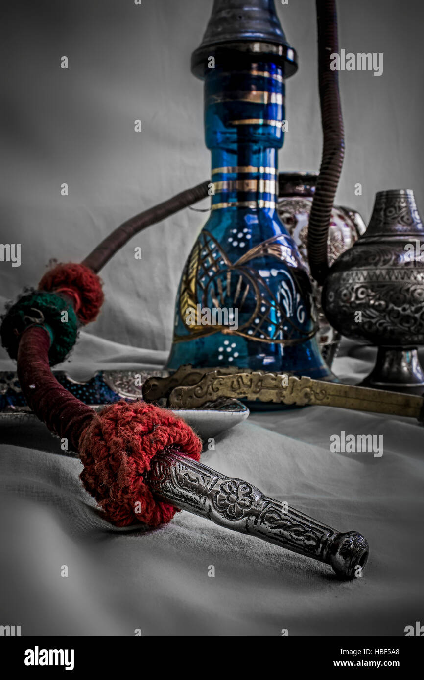 Still Life with Water Pipe. Nargile-Hookah With Engraved Equipment ...