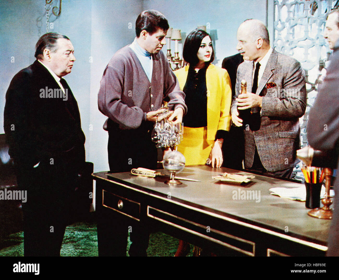 THE PATSY, from left: Peter Lorre, Jerry Lewis, Ina Balin, Keenan Wynn ...