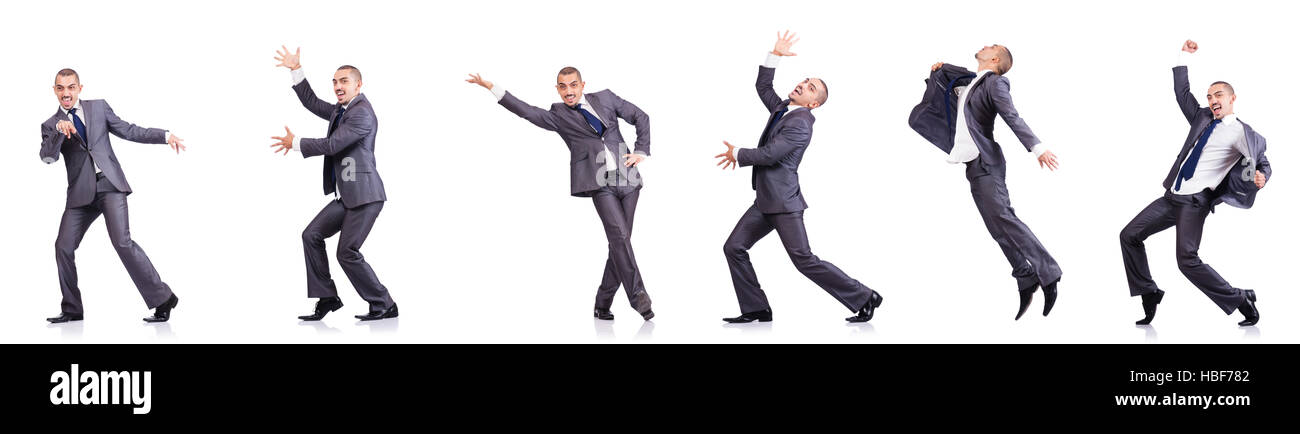 Dancing businessman isolated on white Stock Photo - Alamy