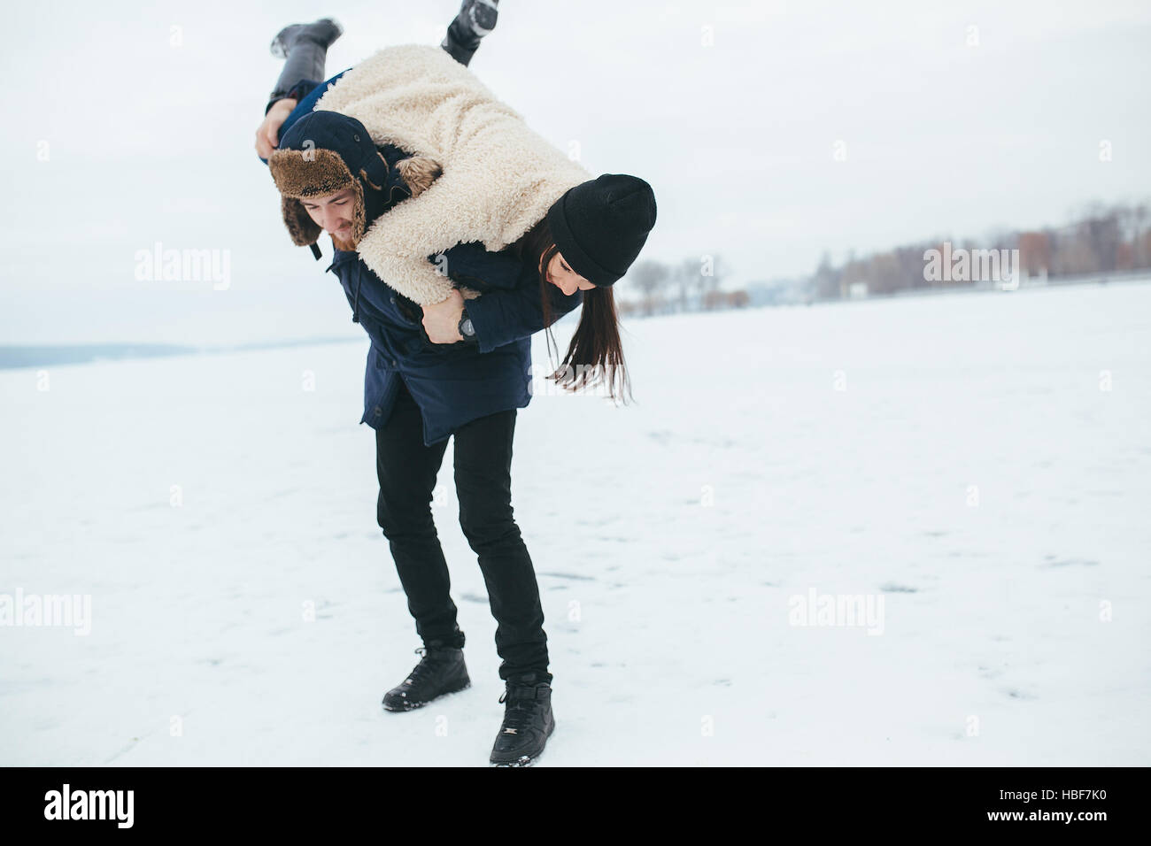 girl on the back of a Man Stock Photo - Alamy