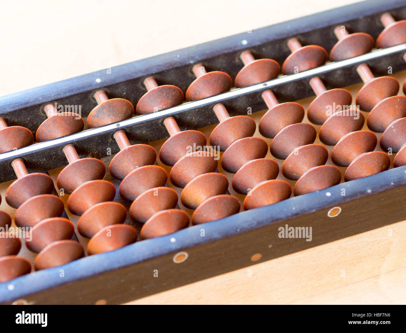 Japanese abacus called Soroban on wooden table Stock Photo - Alamy
