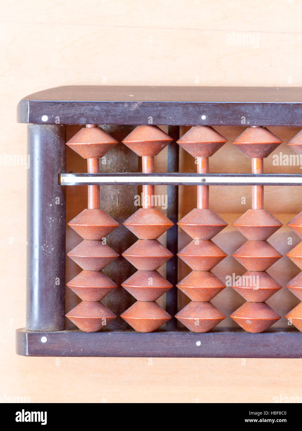 Japanese abacus called Soroban on wooden table Stock Photo - Alamy