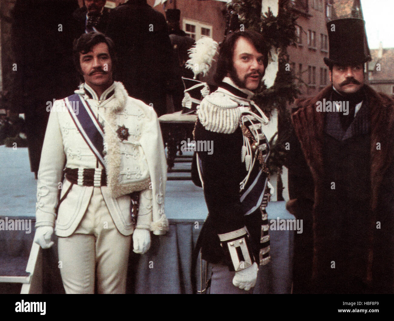 ROYAL FLASH, from left: Alan Bates, Malcolm McDowell, Oliver Reed, 1975 ...