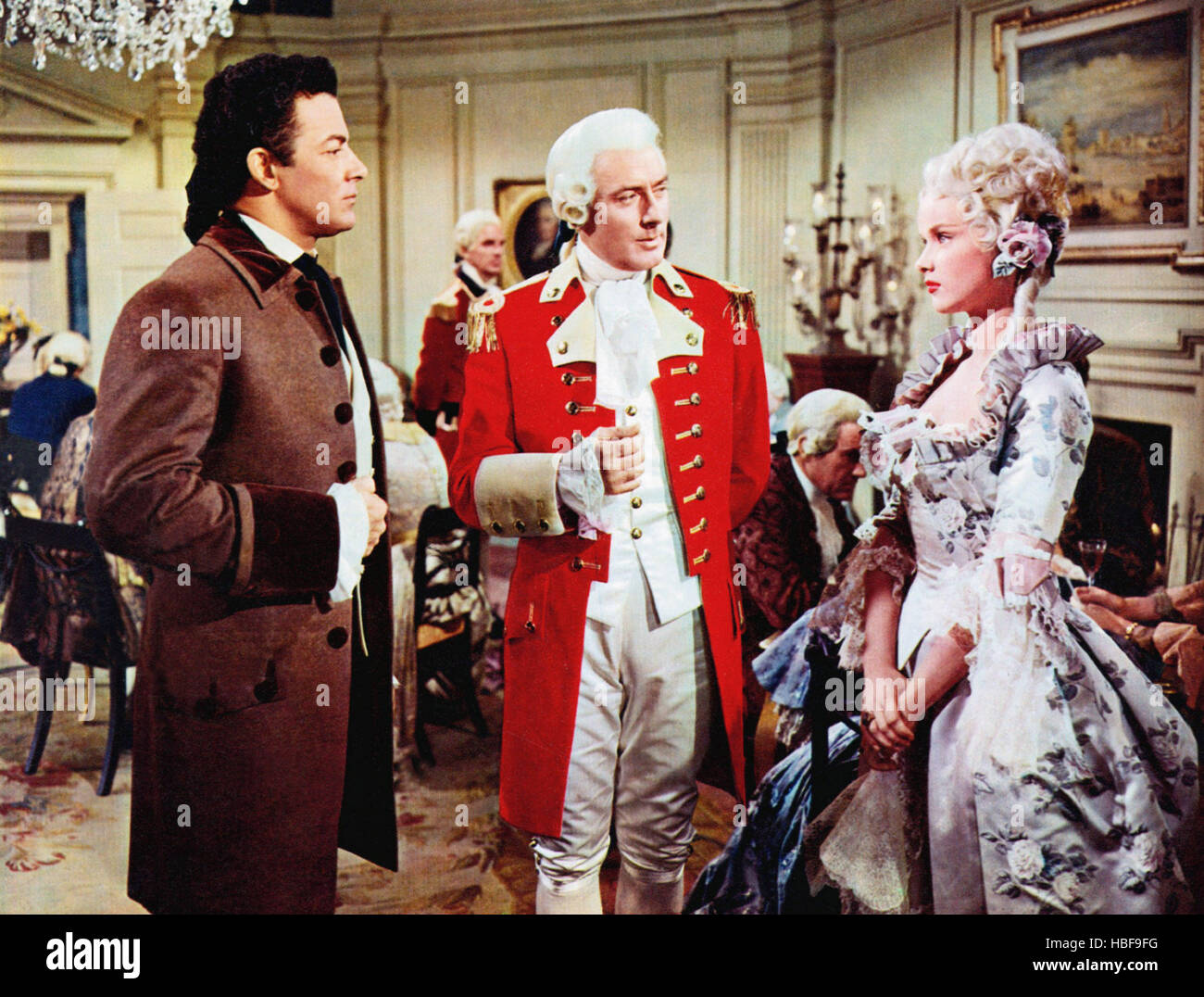 THE SCARLET COAT, from left: Cornel Wilde, Michael Wilding, Anne ...