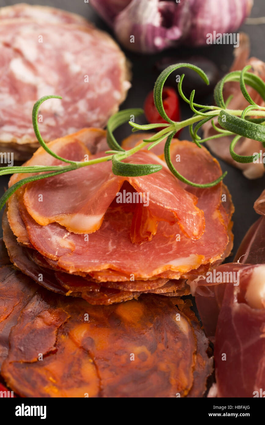 Pile different spanish embutido jamon hi-res stock photography and ...