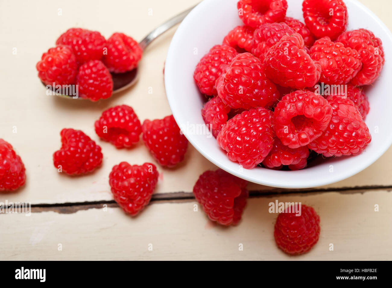 bunch of fresh raspberry on a bowl and white table Stock Photo - Alamy
