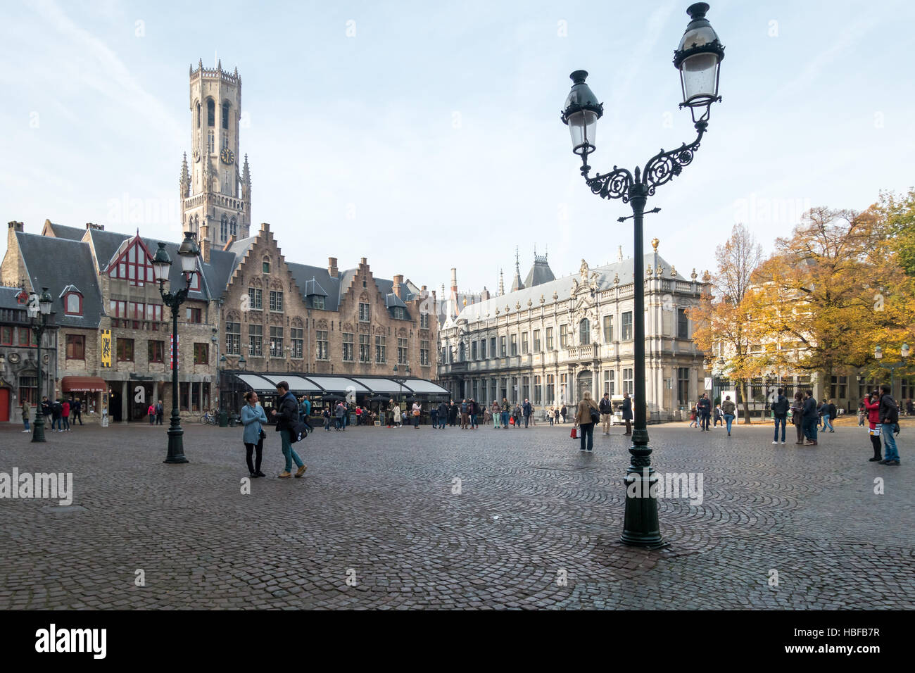 Market square with people Bruges Belgium Stock Photo - Alamy
