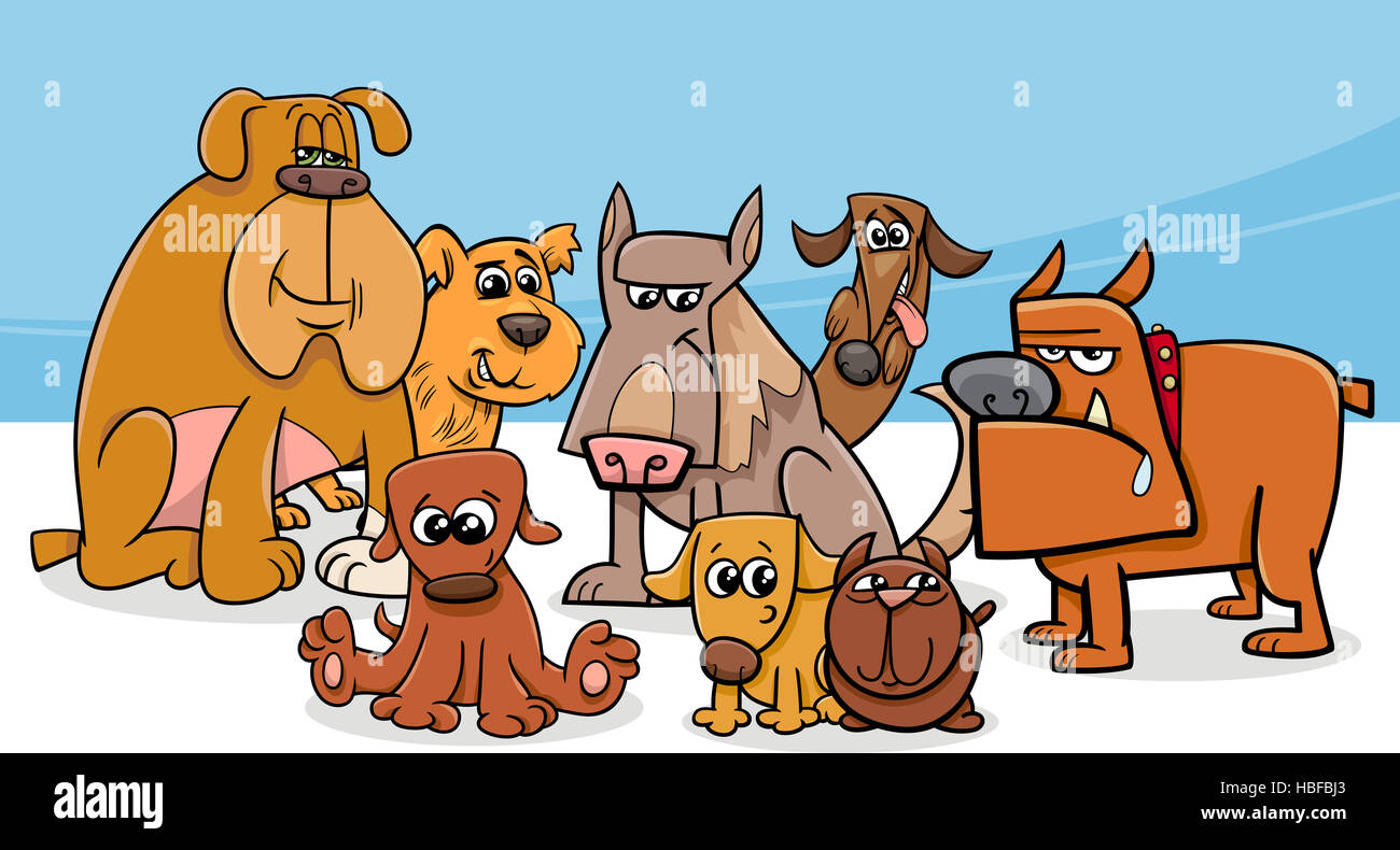 dogs group cartoon Stock Photo - Alamy