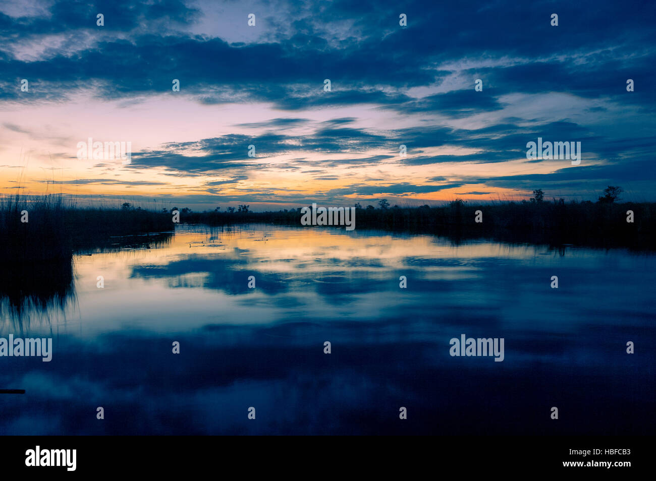 Amazing Okavango Delta Sunset in Botswana Stock Photo - Alamy