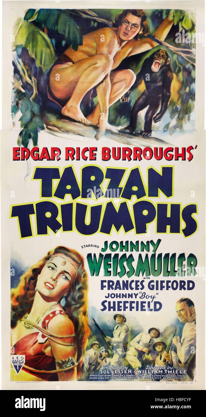 TARZAN TRIUMPHS, (poster art), Johnny Weissmuller, 1943 Stock Photo - Alamy