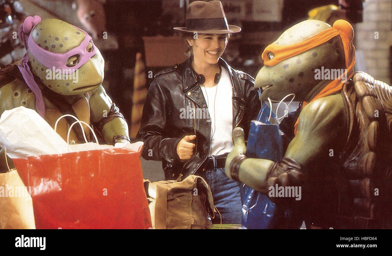 TEENAGE MUTANT NINJA TURTLES III, from left; Donatello, Paige Turco ...