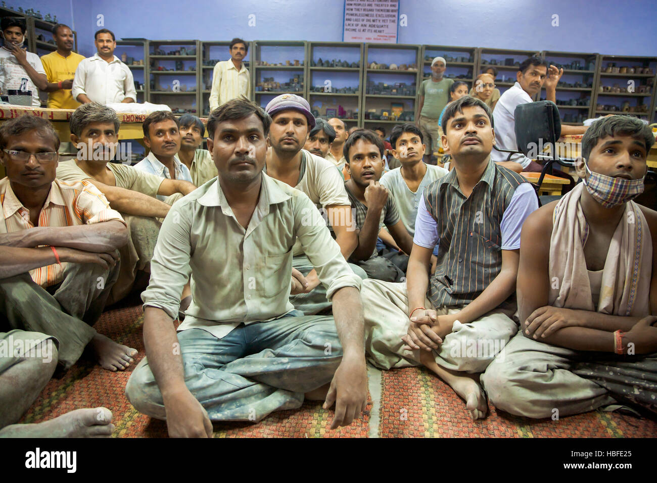 Indian workers inside the workshop in agra hi-res stock photography and ...