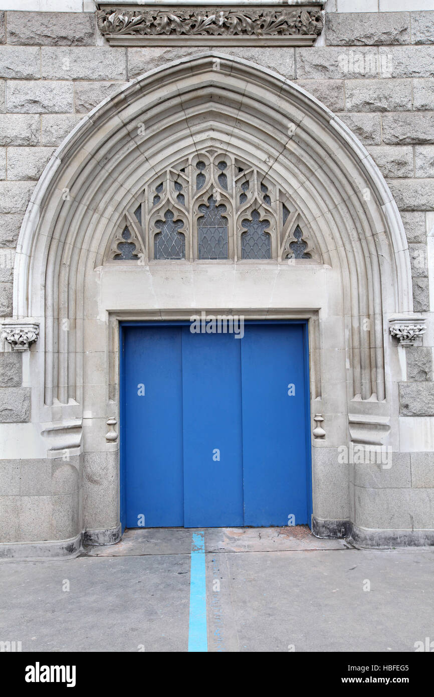 Blue entrance door Stock Photo - Alamy