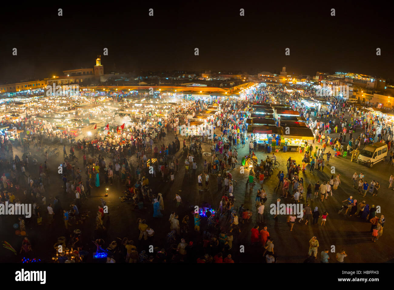 Jemaa el-Fnaa square at night and market place in Marrakesh Stock Photo ...