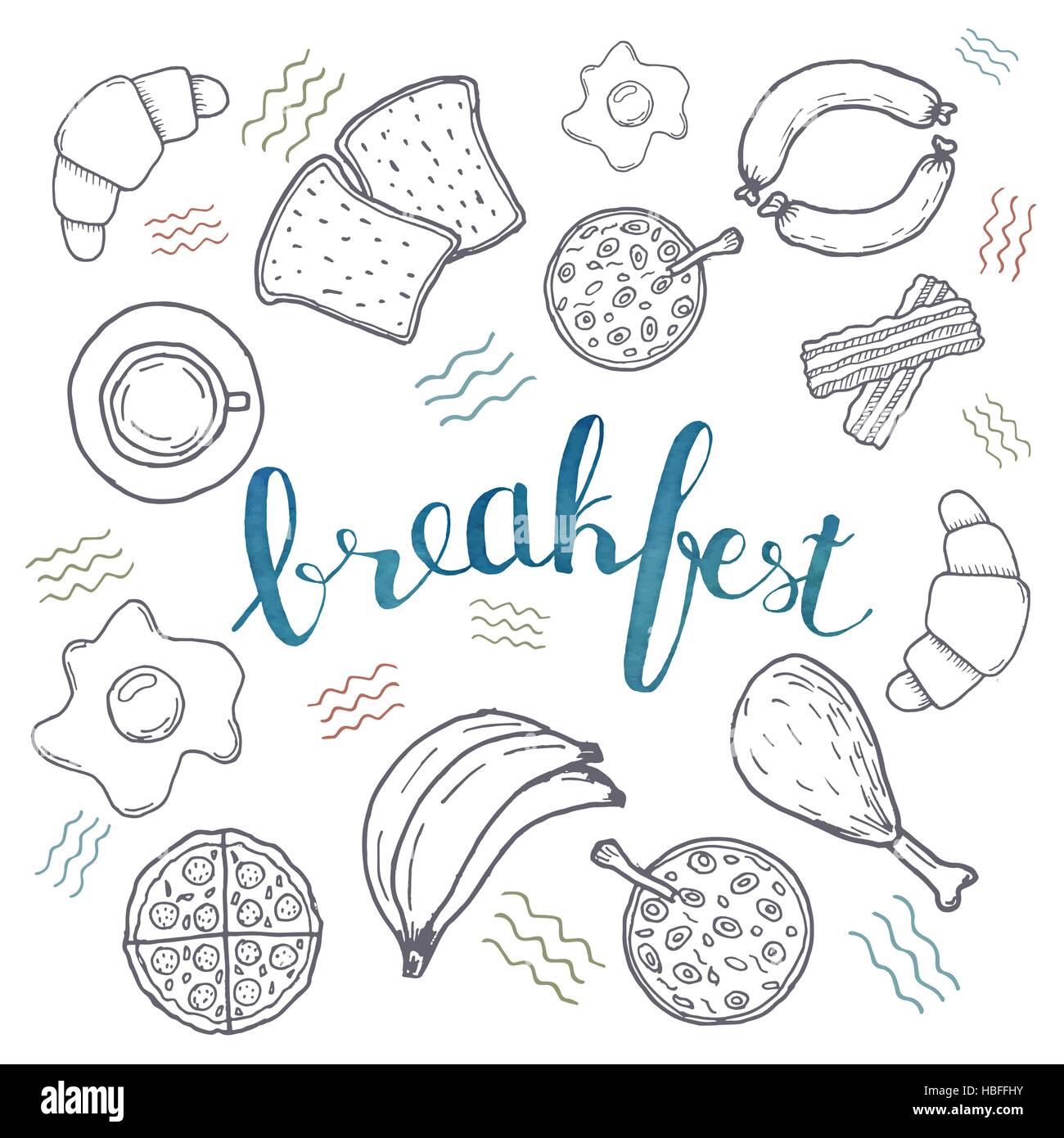 Breakfest hand drawn icon over white background Stock Vector Image ...