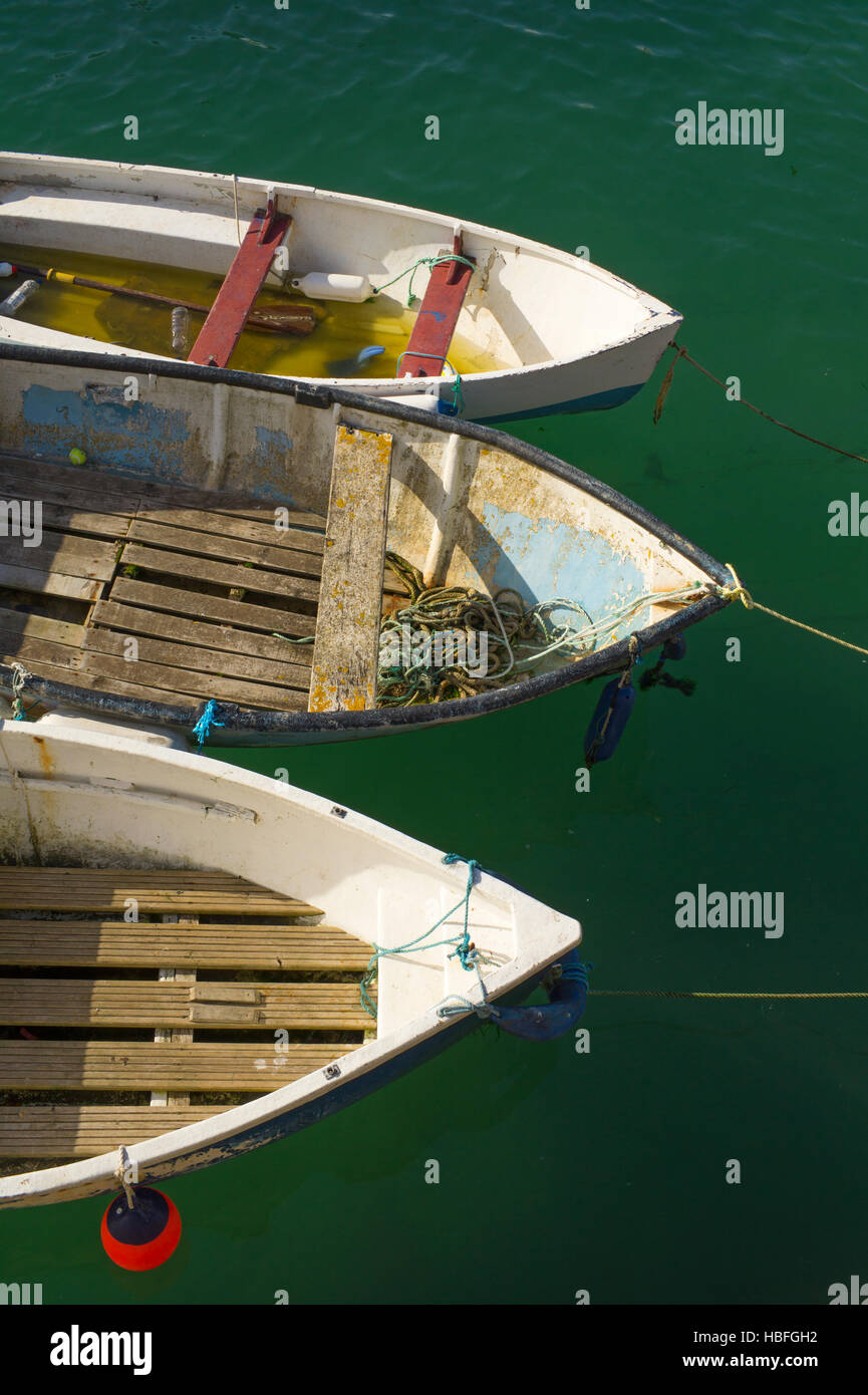 Three Small punts in St. Ives harbour, Cornwall England UK Stock Photo ...