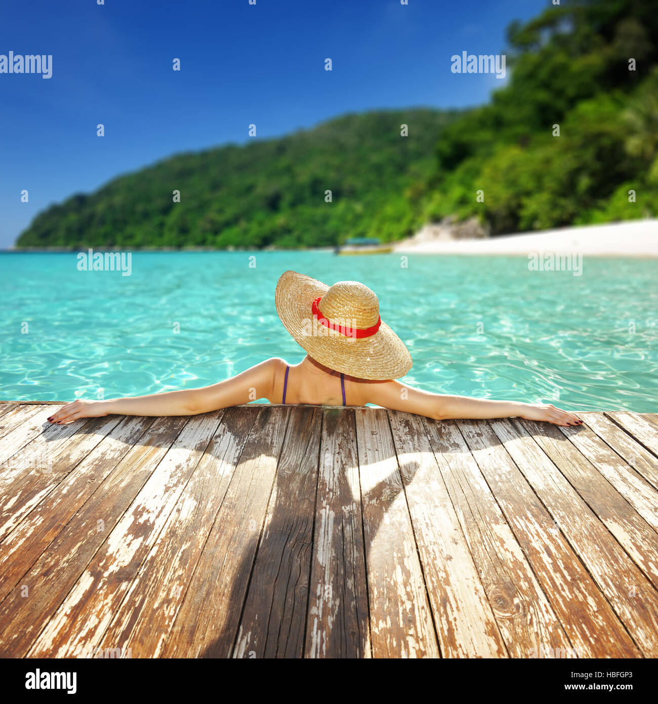 Woman at beach Stock Photo - Alamy