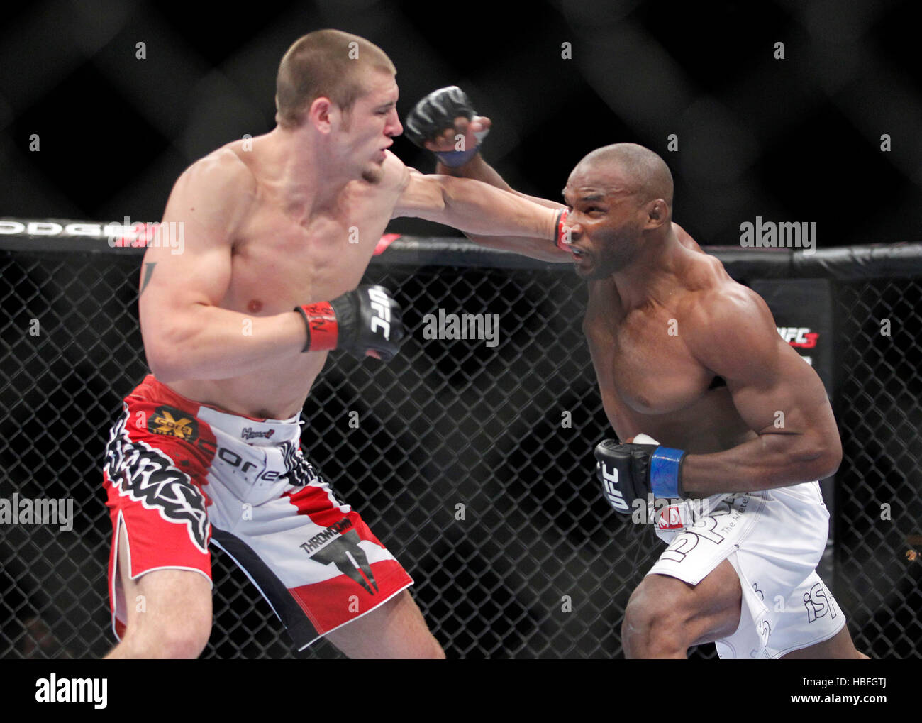Dustin Jacoby, left, fights Clifford Starks during UFC 137 at the ...