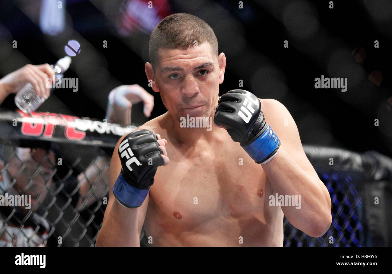 Nick Diaz in his corner before his fight with BJ Penn during UFC 137 at ...