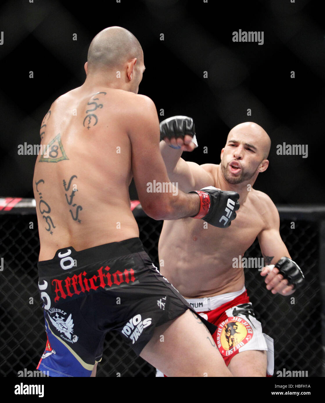 Eliot Marshall, right, punches Brandon Vera during UFC 137 at the ...