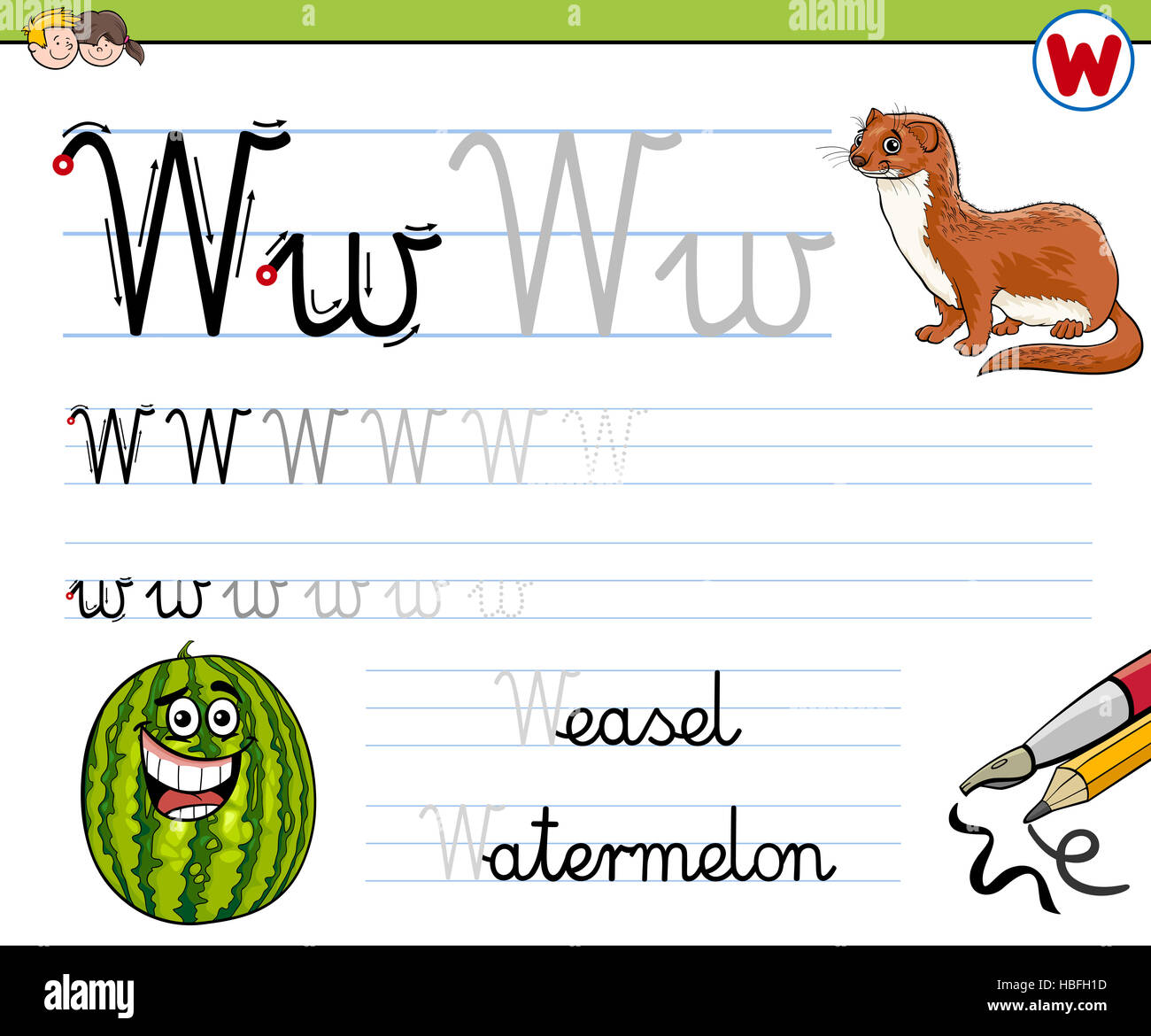 how to write letter w Stock Photo - Alamy