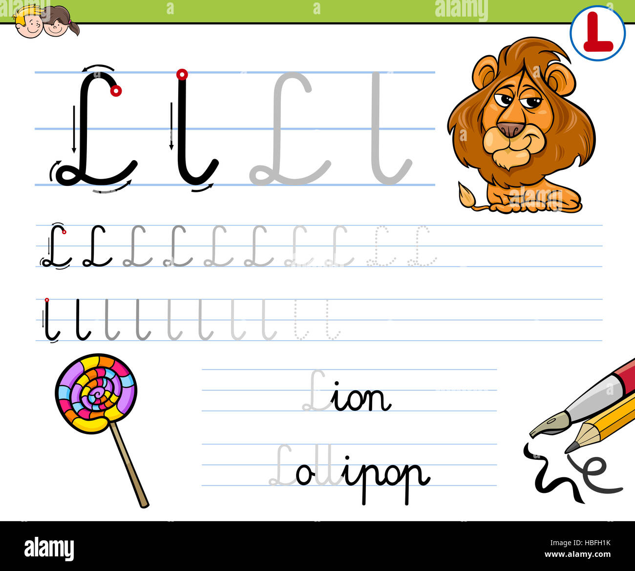 how to write letter l Stock Photo - Alamy