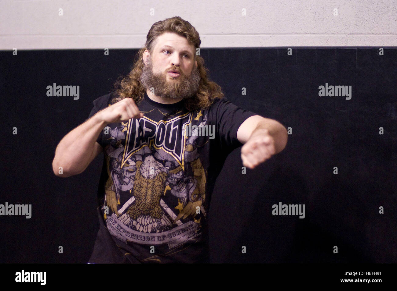 UFC fighter Roy Nelson works out at the UFC Media Open Workouts in Las ...