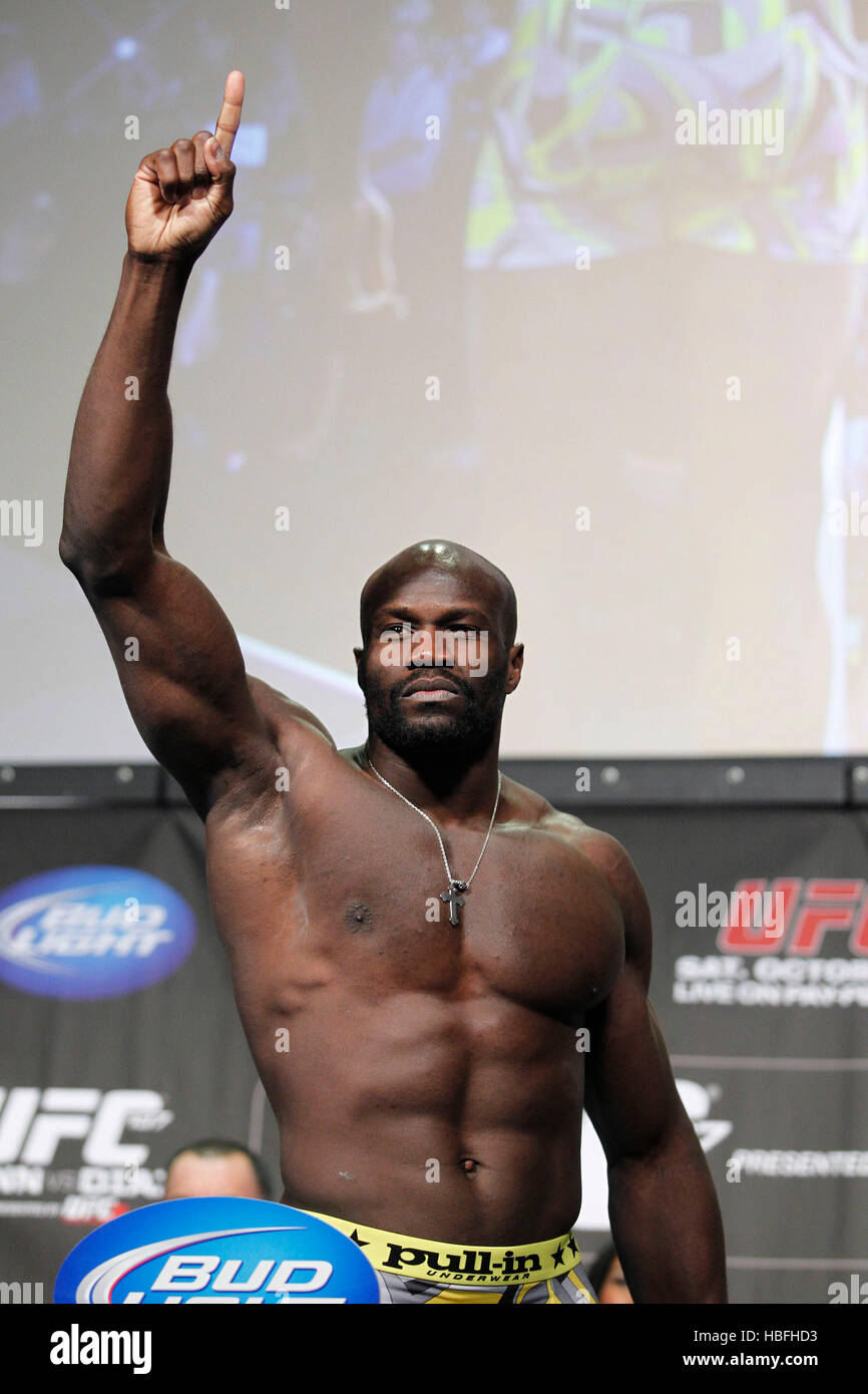 UFC fighter Cheick Kongo during a weigh-in for UFC 137 in Las Vegas ...