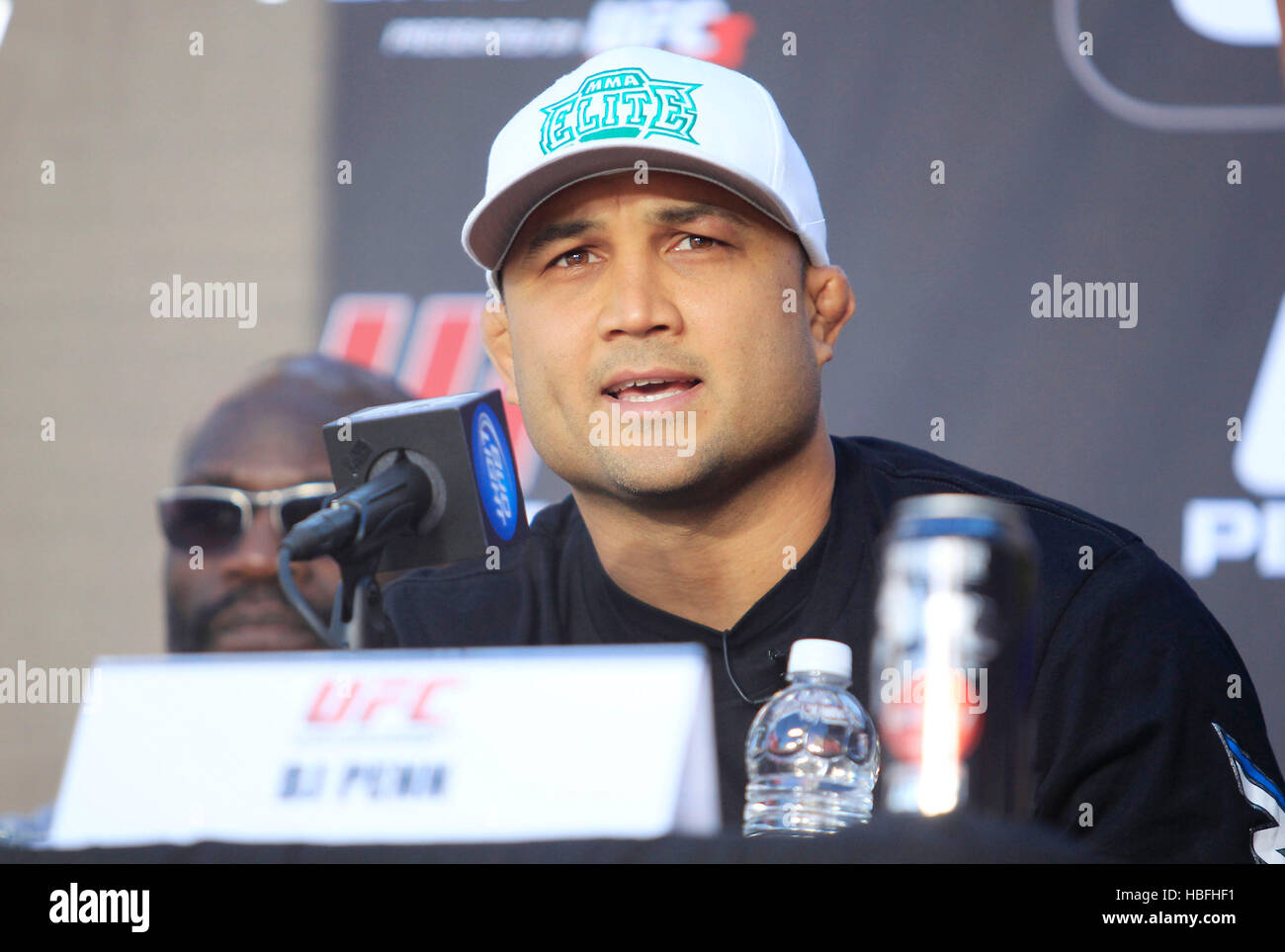 UFC fighter BJ Penn talks during a press conference for UFC 137 in Las ...