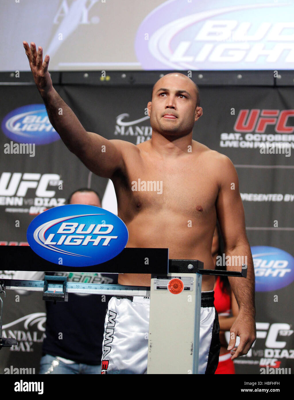 UFC fighter BJ Penn during a weigh-in for UFC 137 in Las Vegas, Nevada ...