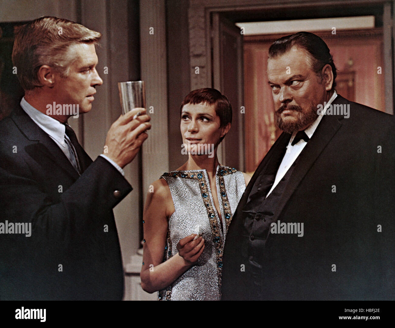 P.J., George Peppard, Jane Van Duser, Orson Welles, 1968 Stock Photo ...