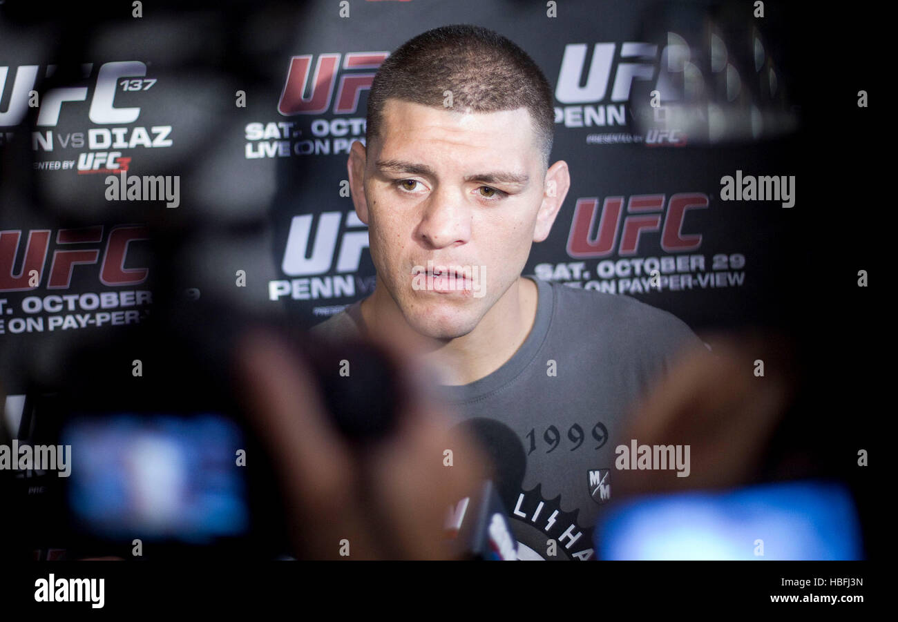 UFC fighter Nick Diaz at the UFC Media Open Workouts in Las Vegas ...