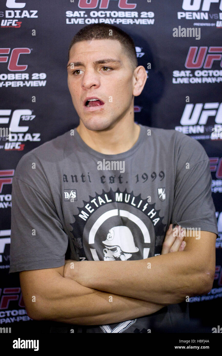 UFC fighter Nick Diaz at the UFC Media Open Workouts in Las Vegas ...