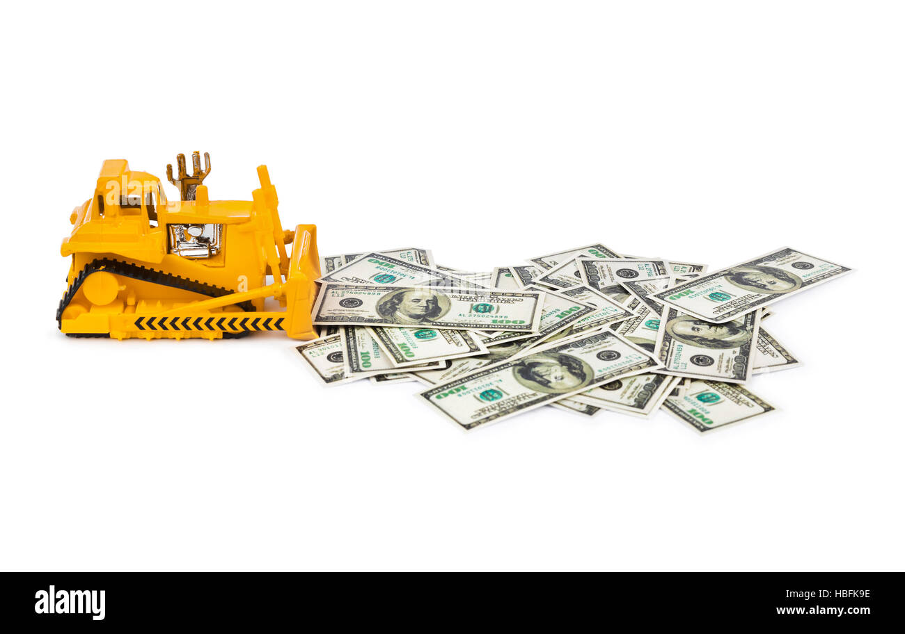 Toy bulldozer and money Stock Photo - Alamy