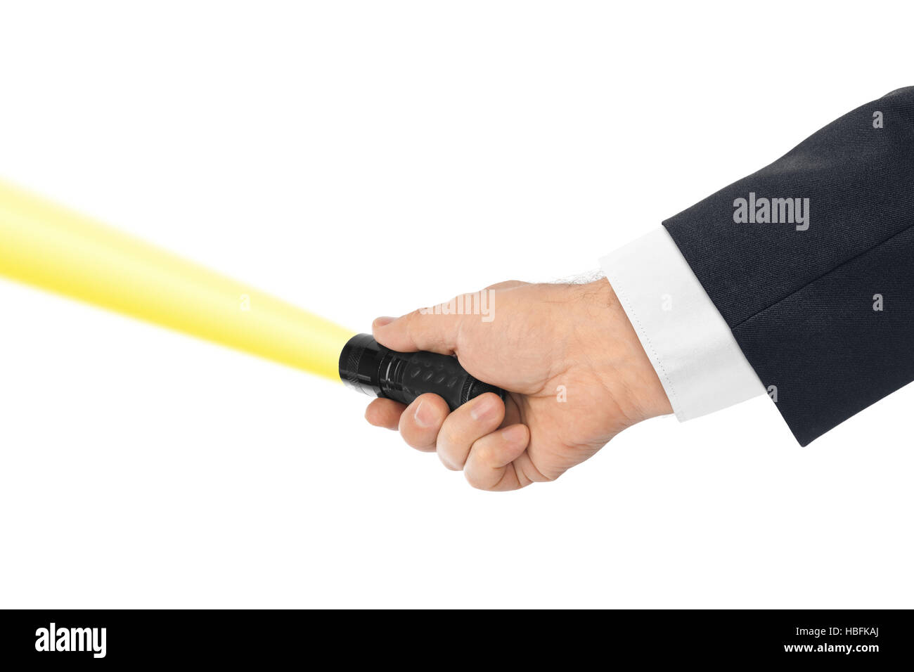 Flashlight in hand Stock Photo - Alamy