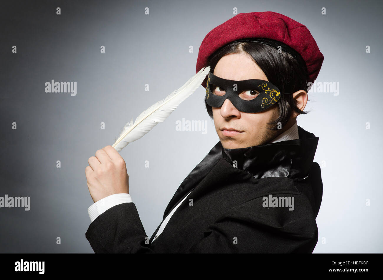 Funny writer with quill in vintage concept Stock Photo - Alamy