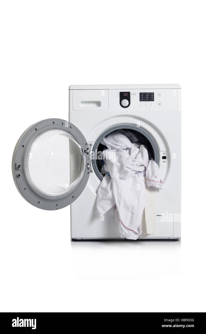 Washing machine isolated on white background Stock Photo - Alamy