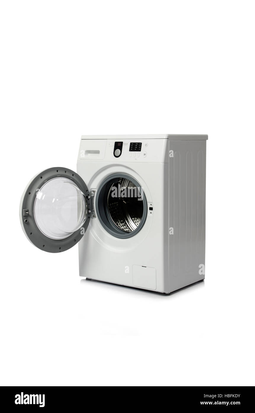 Washing machine isolated on white background Stock Photo - Alamy