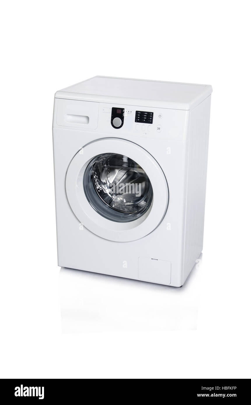 Washing machine isolated on white background Stock Photo - Alamy