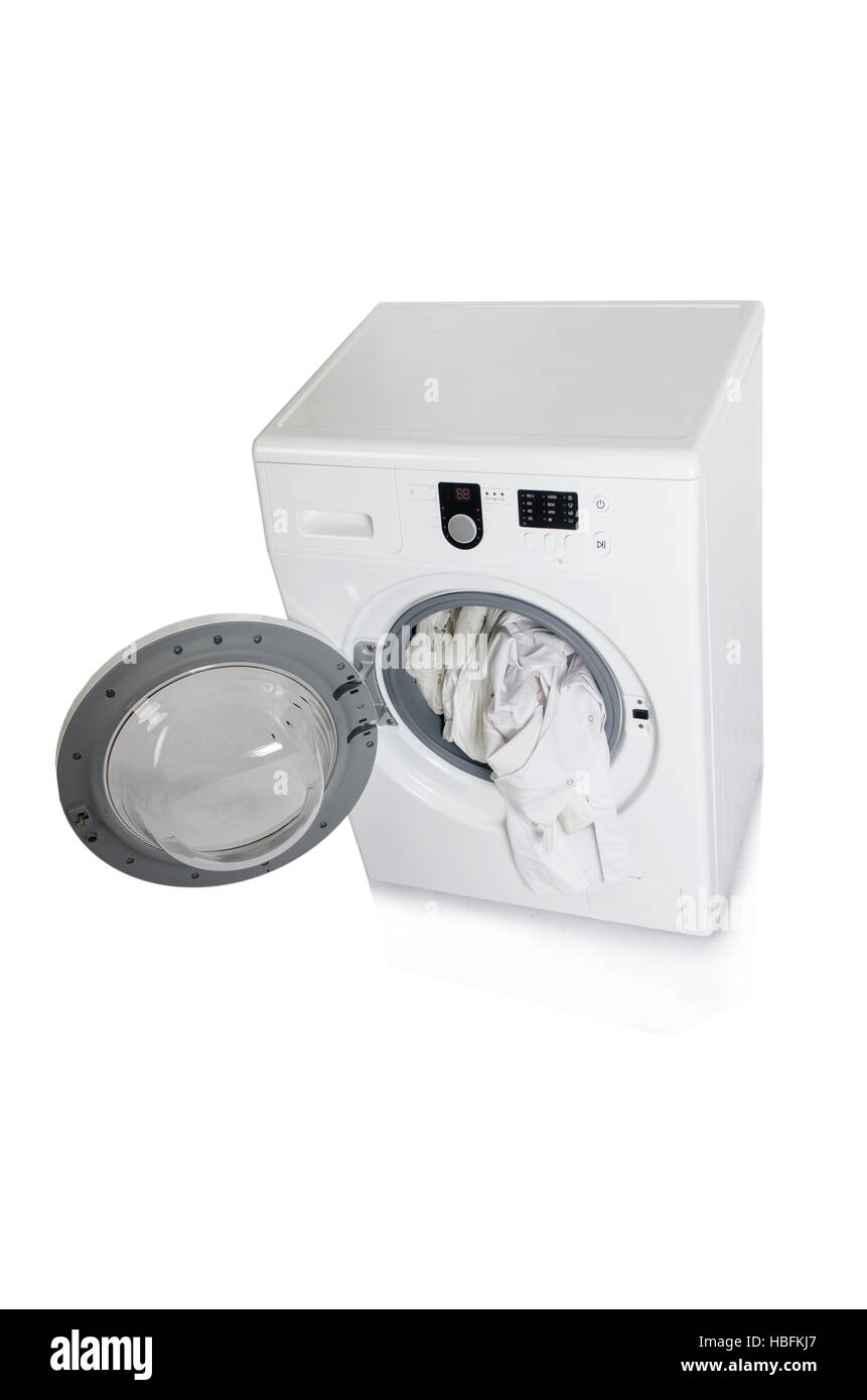 Washing machine isolated on white background Stock Photo - Alamy